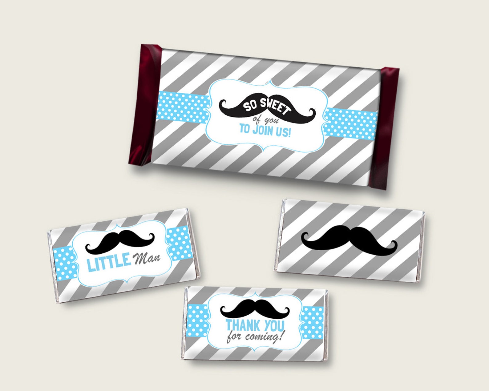 Mustache Hershey Candy Bar Wrapper Printable, Blue Gray Chocolate Bar ...