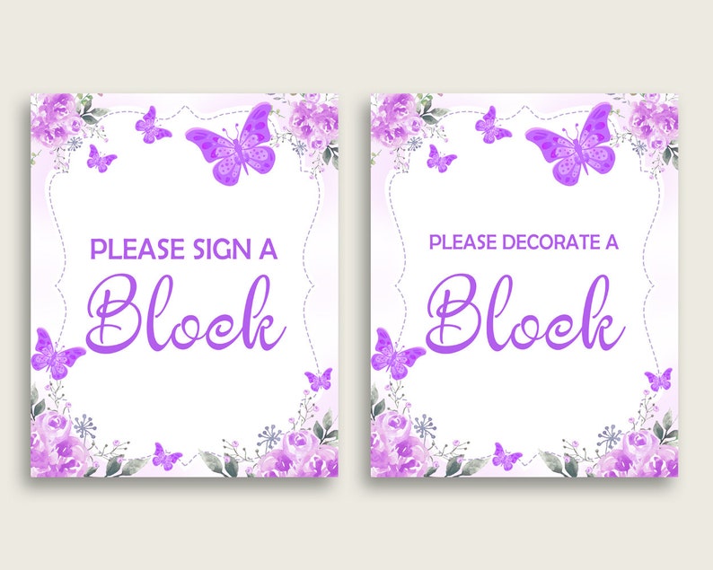 Purple White Please Sign A Block Sign and Decorate A Block Sign ...