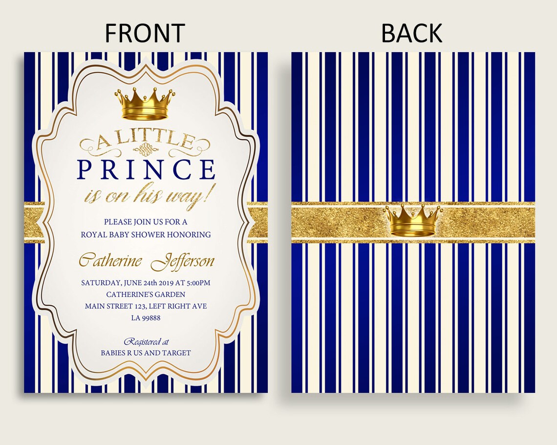 Royal Prince Baby Shower Invitations Printable, Digital or Printed ...