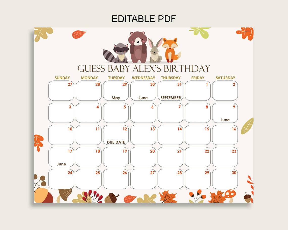 Brown Beige Guess Baby Due Date Calendar Game Printable | Etsy