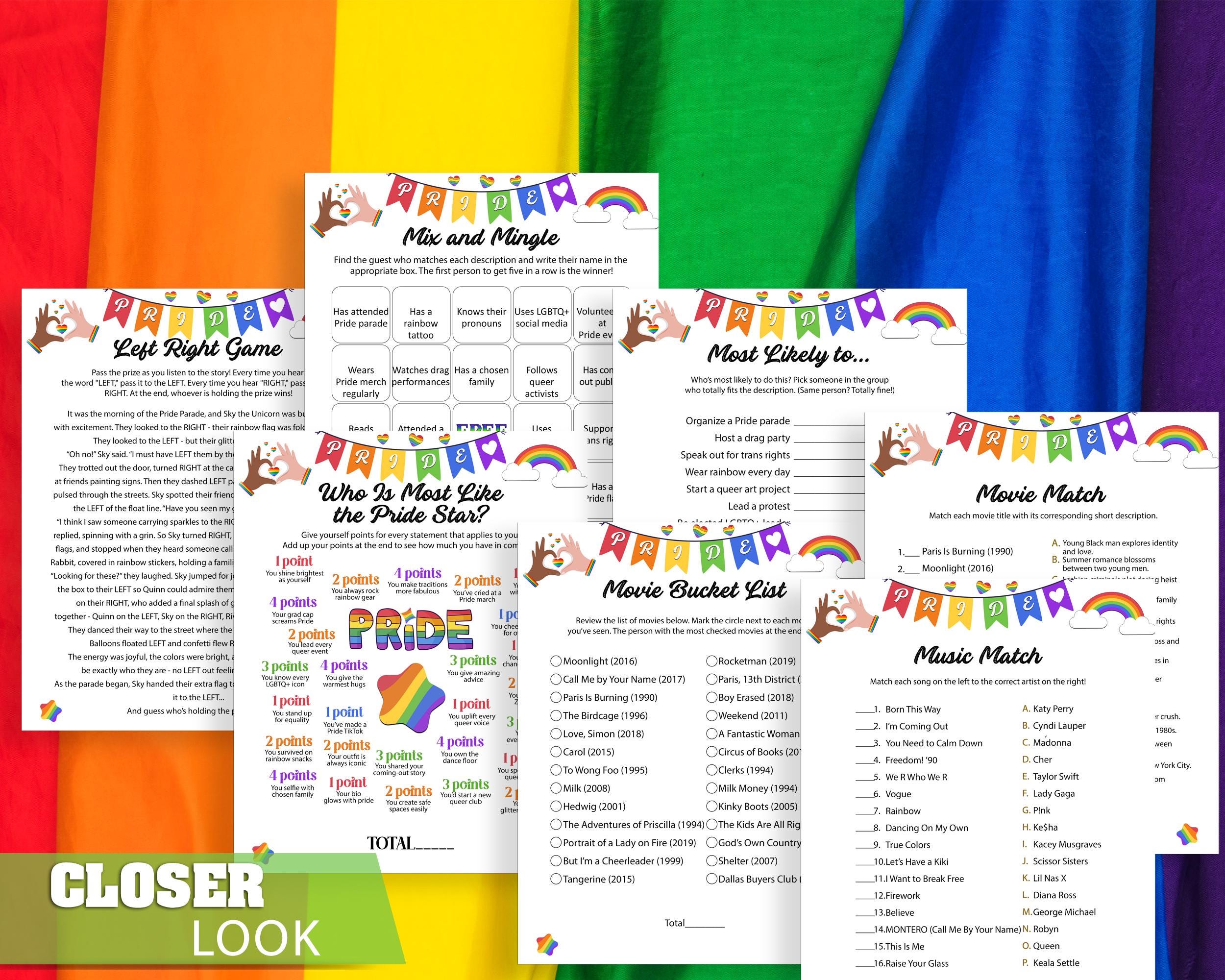 Pride Games Bundle 2025, Printable LGBTQ Party Games for Adults, Teens ...