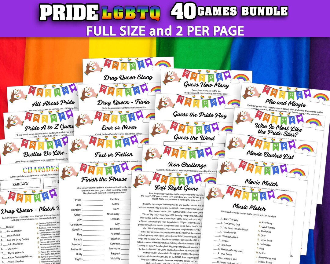 Pride Games Bundle 2025, Printable LGBTQ Party Games for Adults, Teens ...