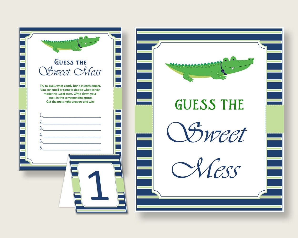 Alligator Guessing Game Baby Shower Boy, Blue Green Guess the Sweet ...