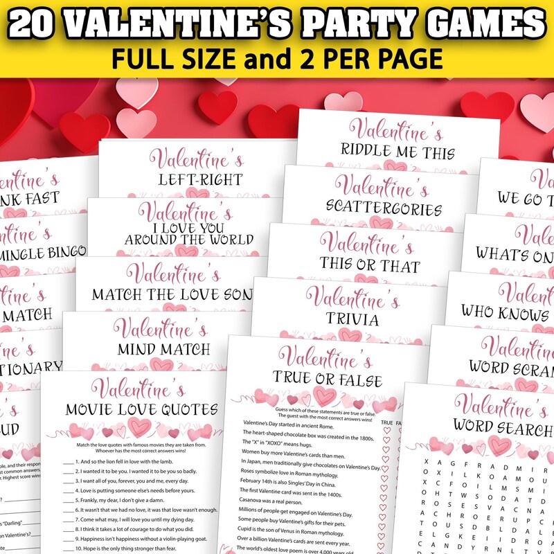 Valentines Games - Etsy