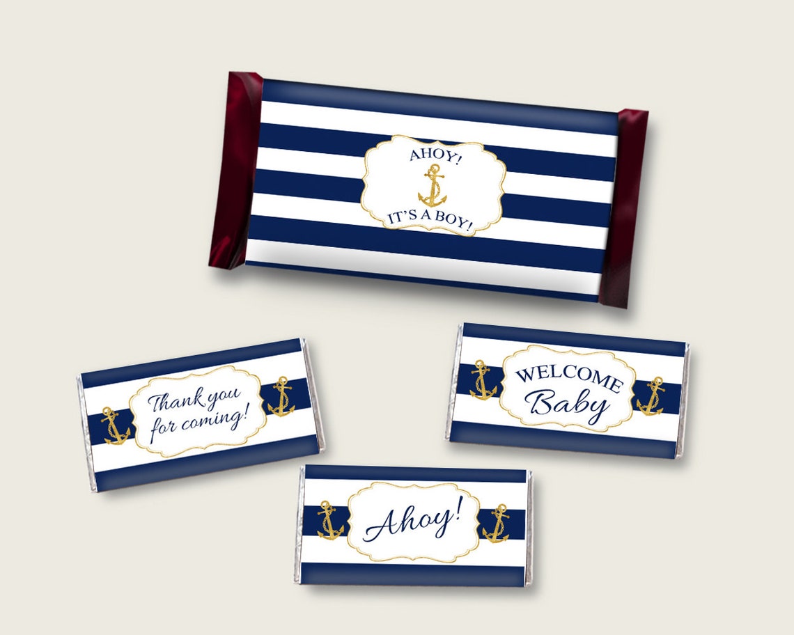 Anchor Hershey Candy Bar Wrapper Printable Blue Gold - Etsy