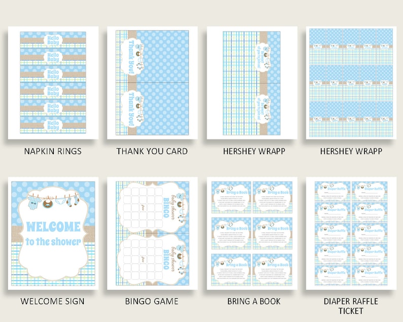 Blue Beige Baby Shower Decorations Boy Kit Clothes Baby - Etsy