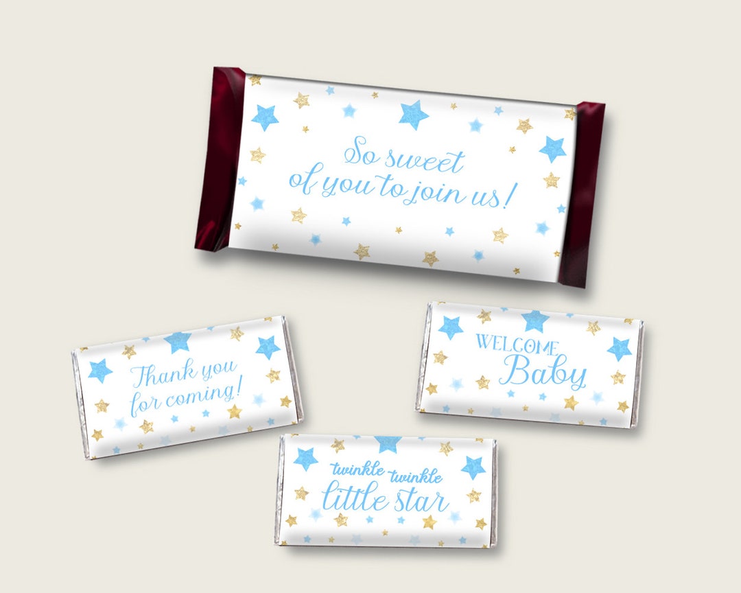 Stars Hershey Candy Bar Wrapper Printable, Blue Gold Chocolate Bar ...