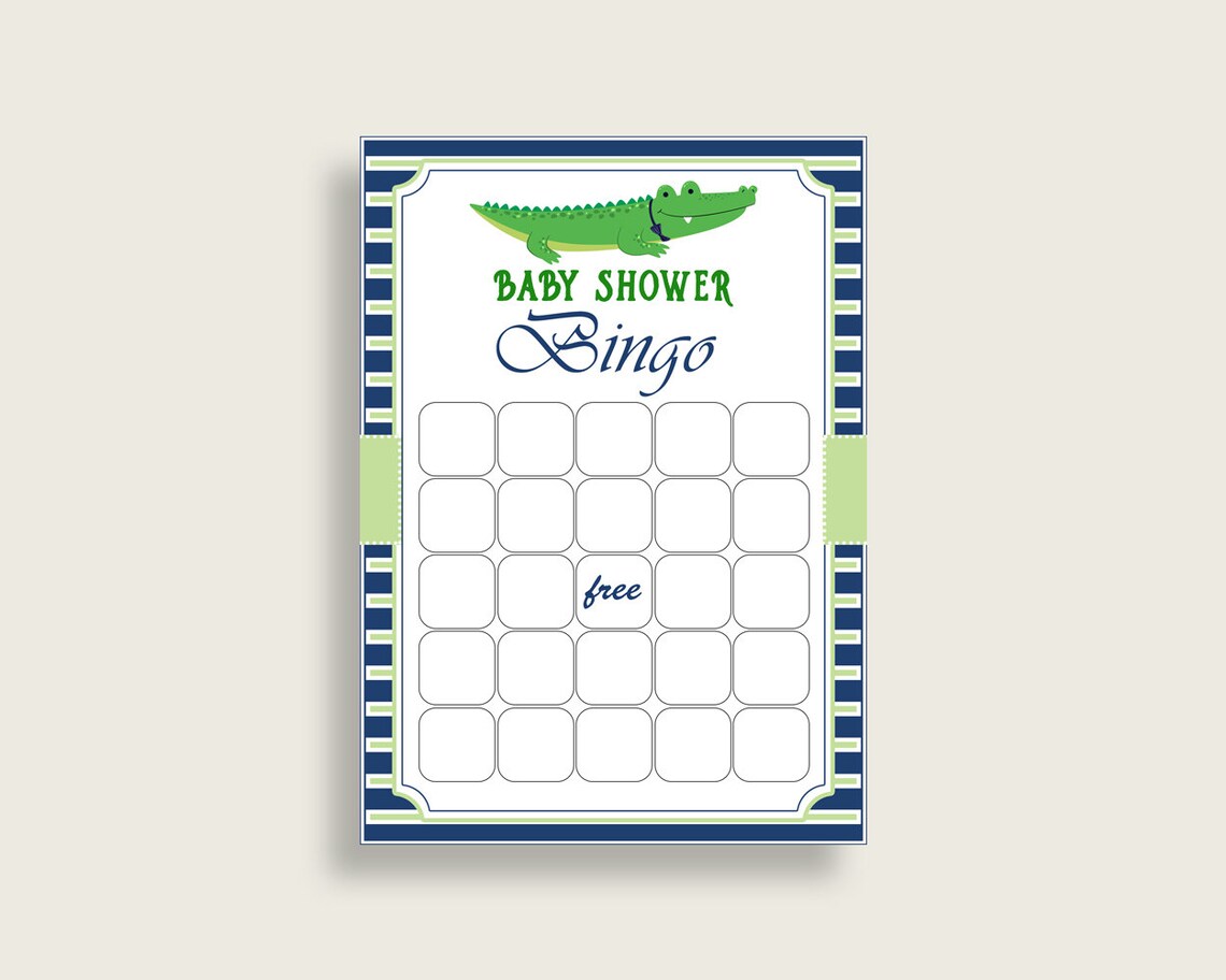 Alligator Baby Shower Bingo Cards Printable Blue Green Baby | Etsy