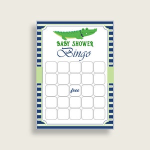 Alligator Baby Shower Bingo Cards Printable, Blue Green Baby Shower Boy ...