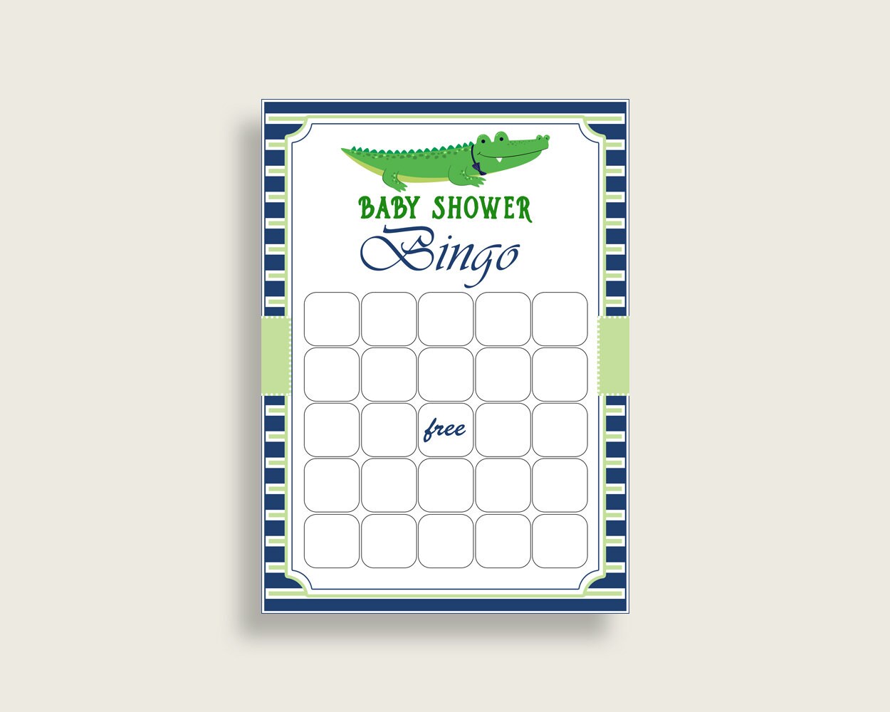 Alligator Baby Shower Bingo Cards Printable, Blue Green Baby Shower Boy ...