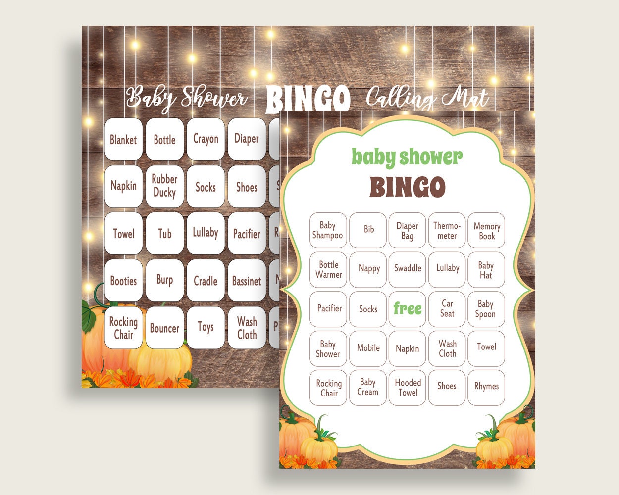 Autumn Baby Shower Bingo Cards Printable Brown Orange Baby | Etsy