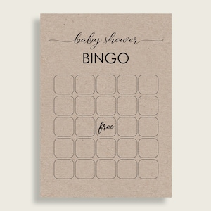 Empty Bingo Baby Shower Empty Bingo Kraft Baby Shower Empty - Etsy