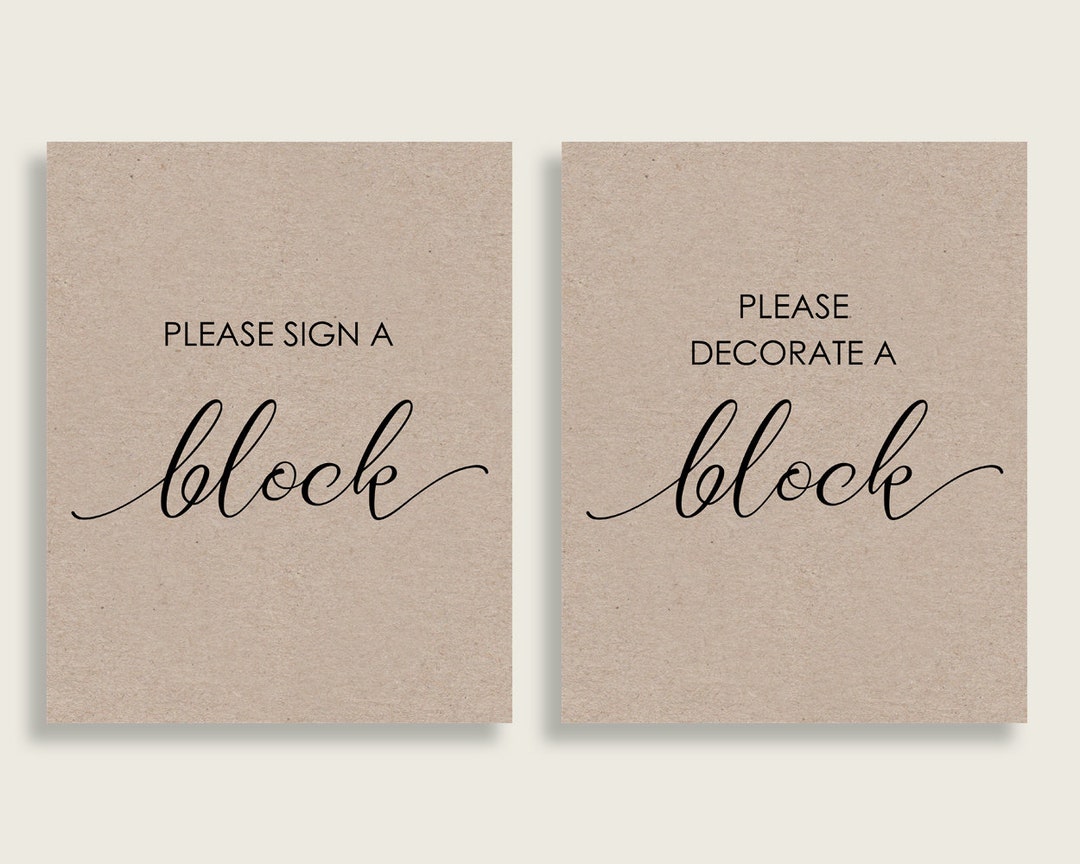 Sign A Block Baby Shower Decorate A Block Kraft Baby Shower Sign A ...