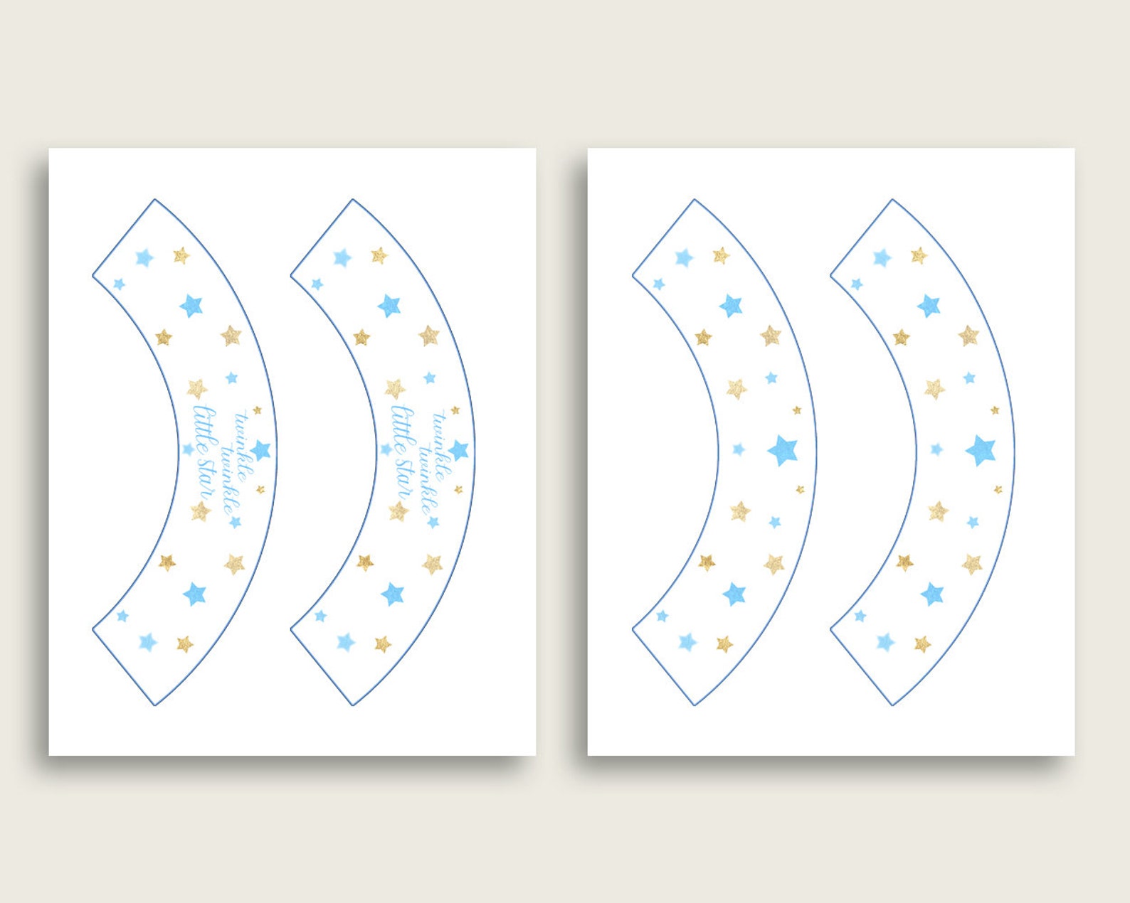 Stars Cupcake Toppers, Blue Gold Cupcake Wrappers, Toppers Wrappers ...