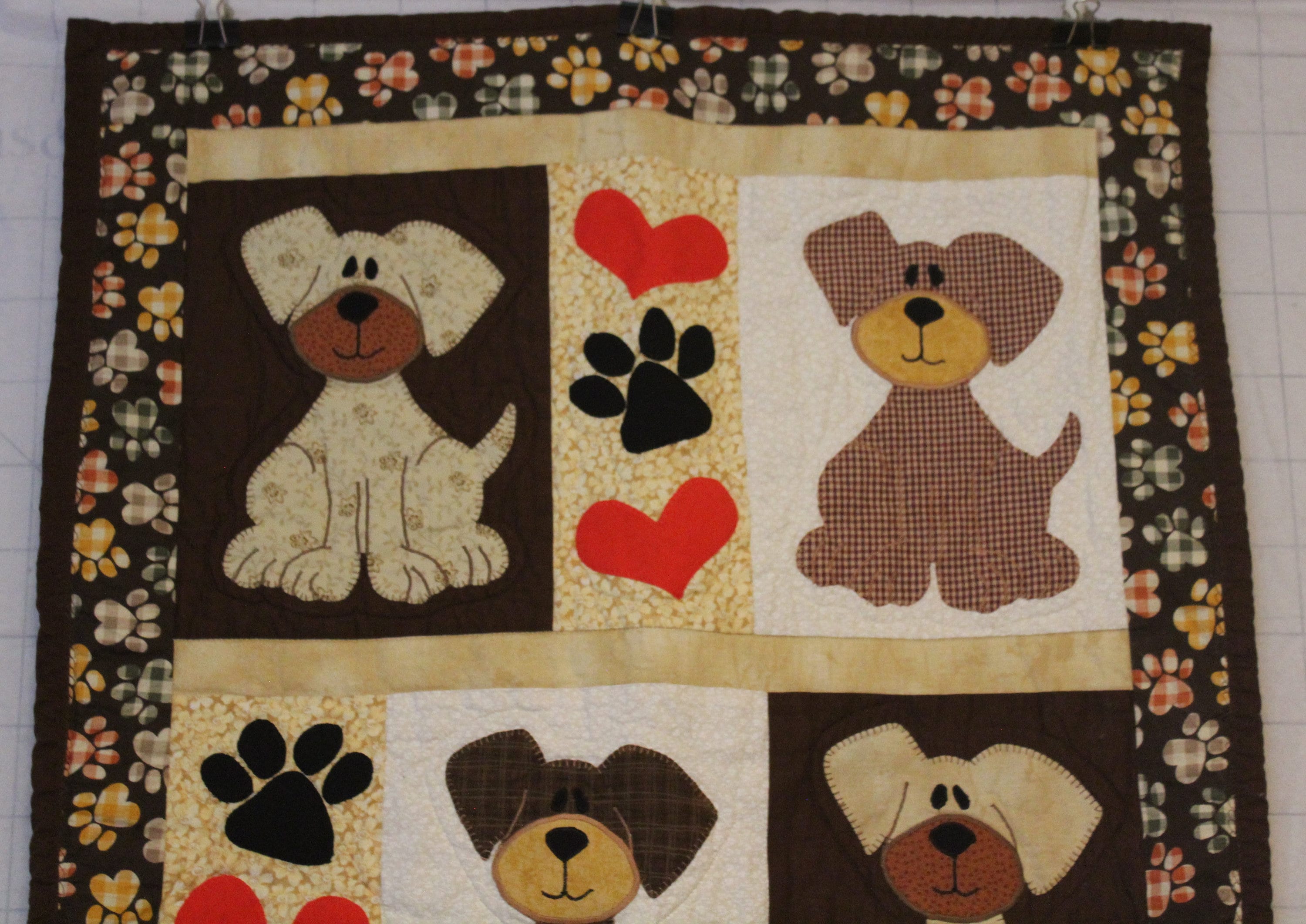 Adorable I Love Puppies Baby Quilt. Appliquéed Quilted Substantial ...