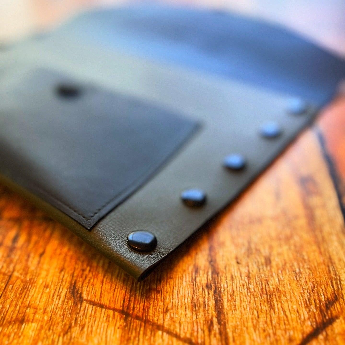 Olive Green & Black Genuine Leather Color Block Envelope Clutch Purse ...
