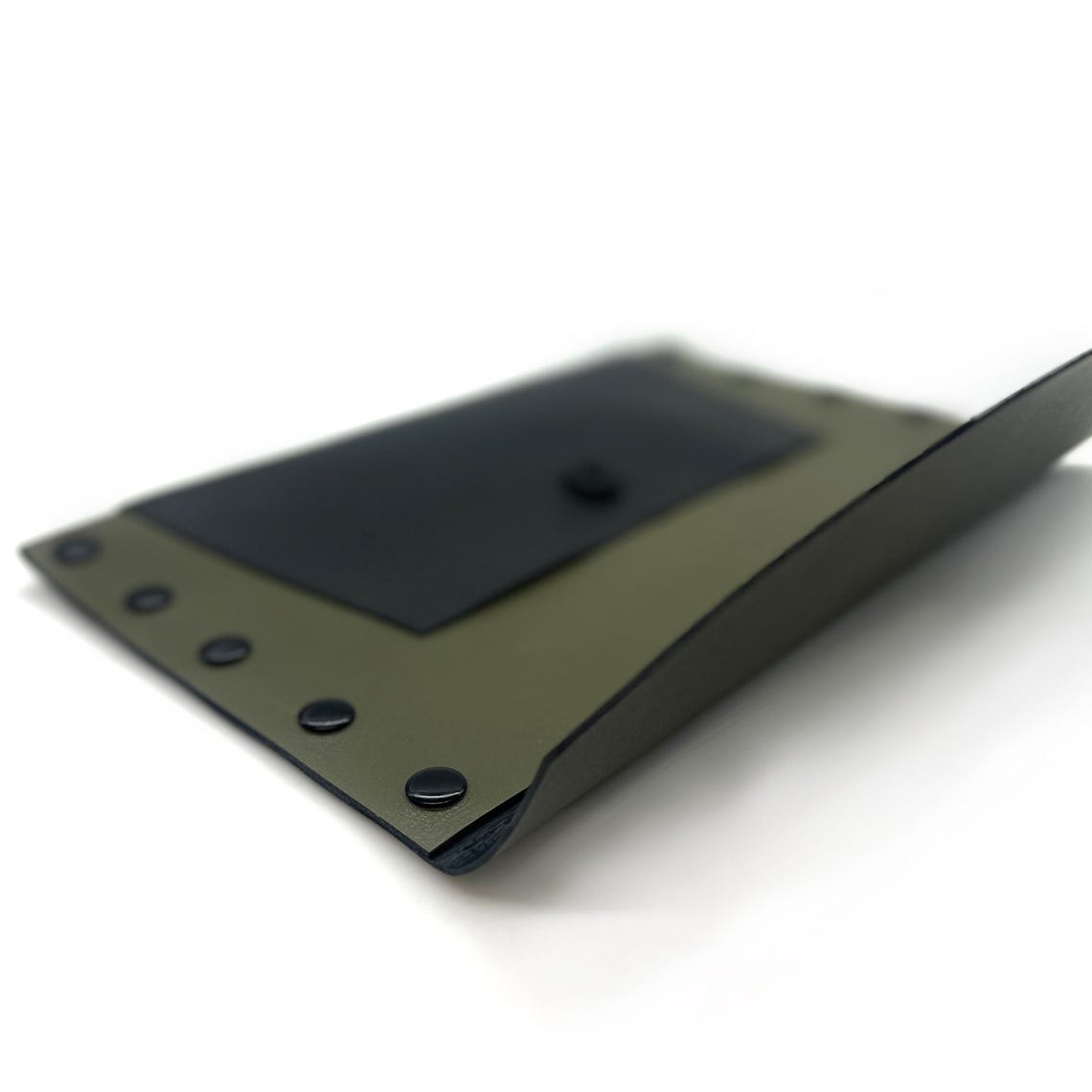 Olive Green & Black Genuine Leather Color Block Envelope Clutch Purse ...