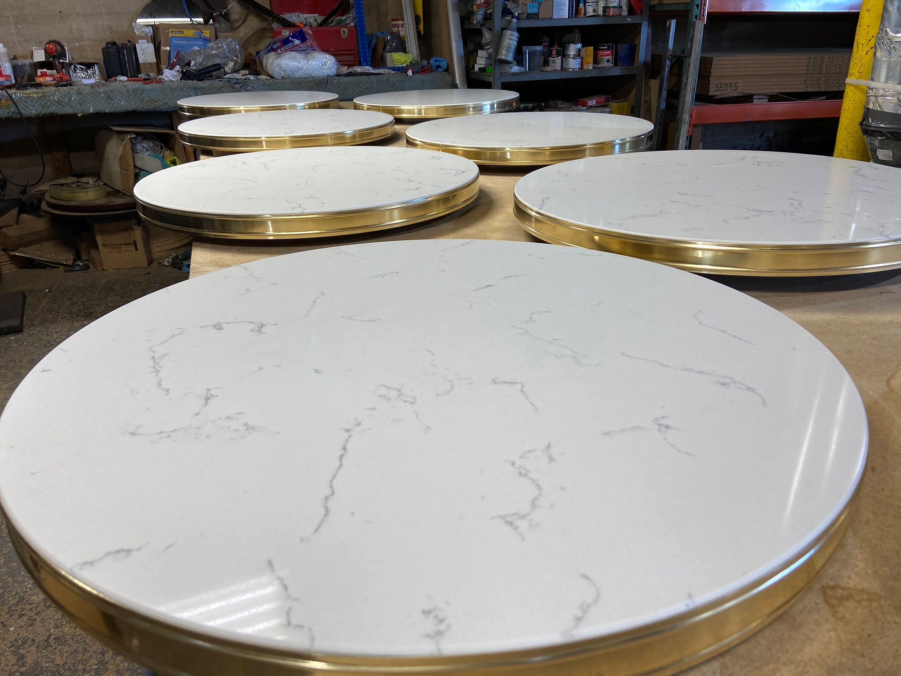 Quartz Table Top W brass Banding Etsy