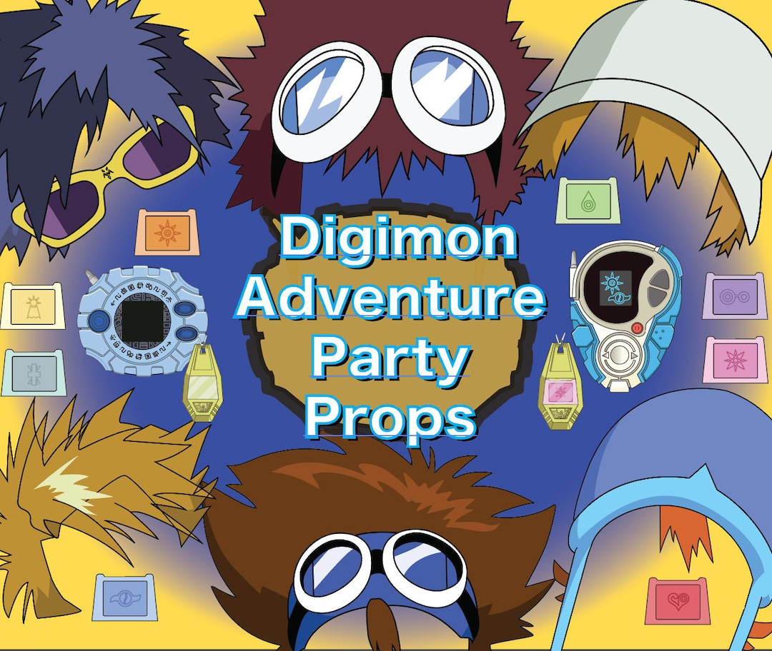 Digimon Adventure Inspired Party Photo Booth Props - Decoration Digital ...