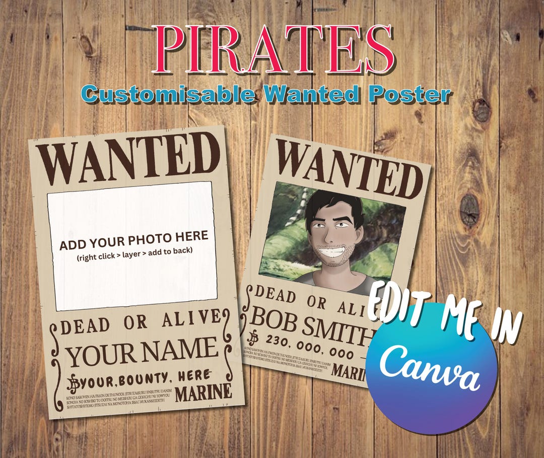 Anime Pirates Wanted Poster - TEMPLATE ONLY - Digital Download Canva ...