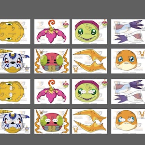 Digimon Adventure Inspired Masks - Party Photo Booth Props - Digital ...