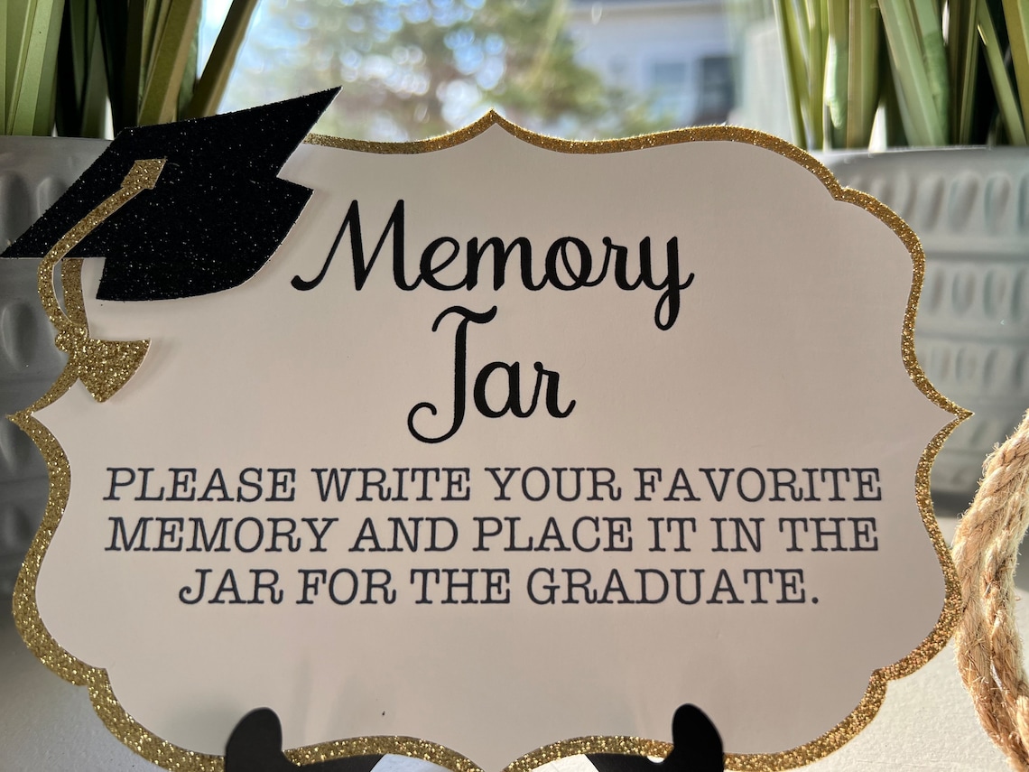 Graduation Memory Jar Sign: Party Idea, Includes 25 Notecards (7x5 ...