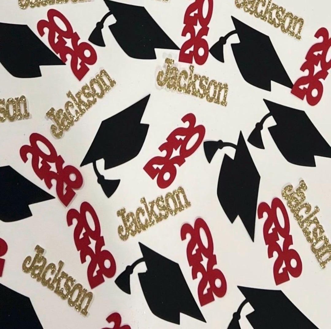 Personalized Graduation Confetti 2026: Glitter Name, Hats, Numbers - Etsy