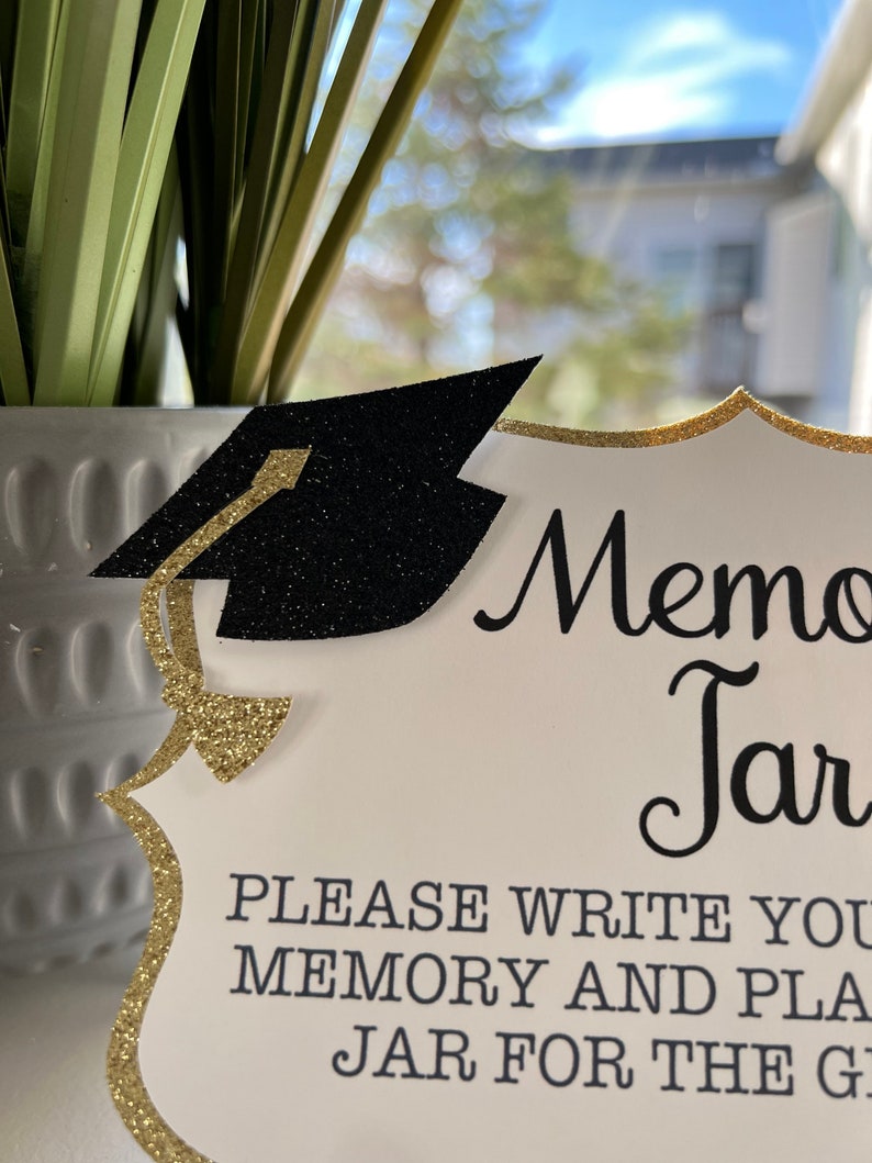 Graduation Memory Jar Sign: Party Idea, Includes 25 Notecards (7x5 ...