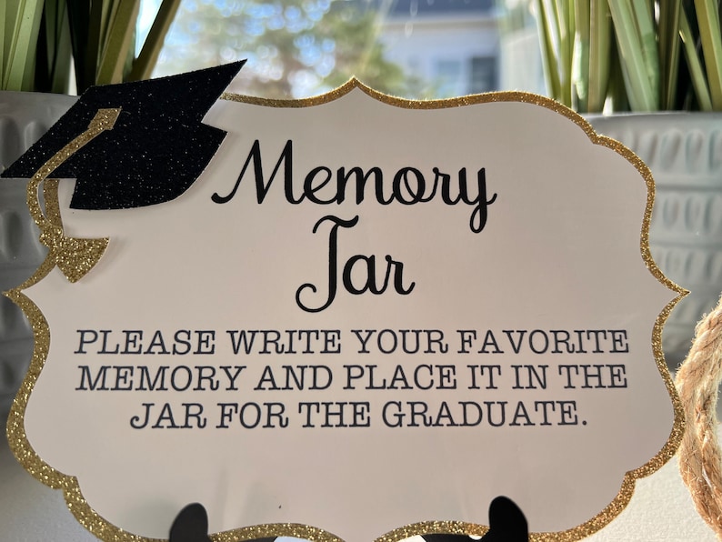 Graduation Memory Jar Sign: Party Idea, Includes 25 Notecards (7x5 ...