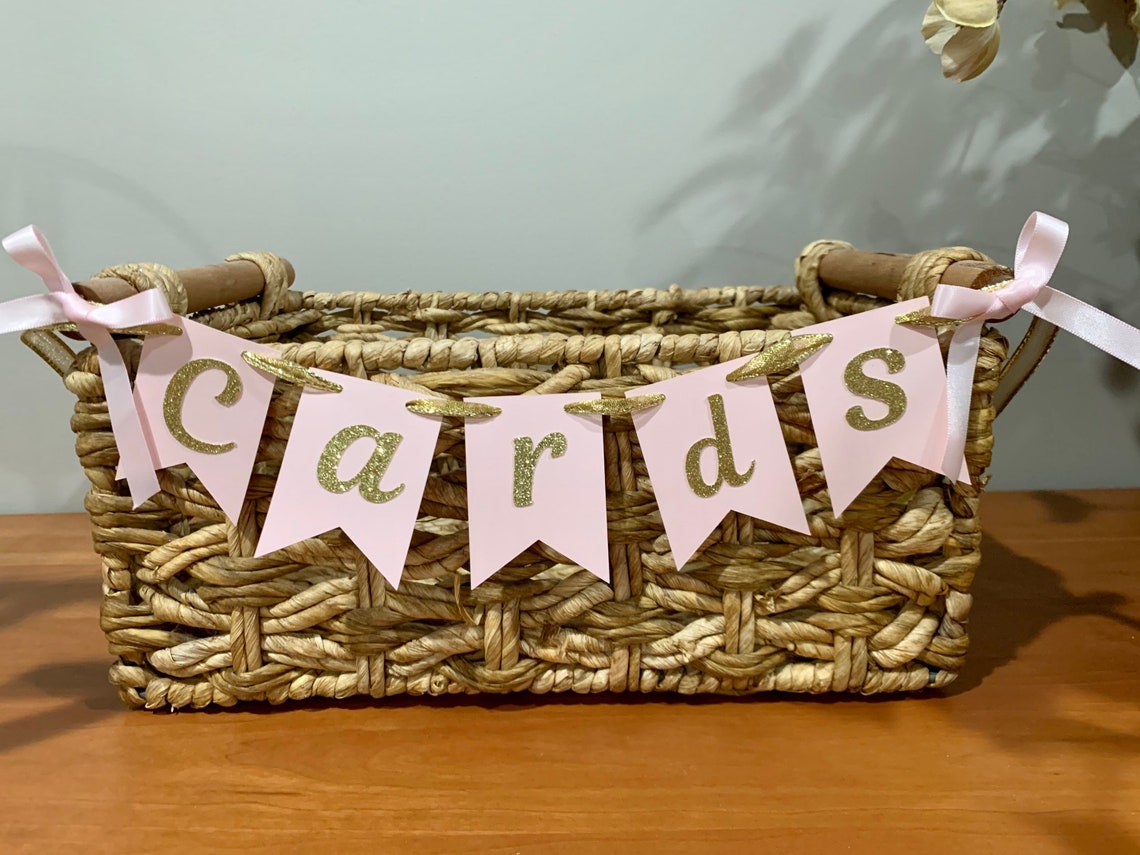 Card Banner Sign in Pink and Gold First Birthday Celebration | Etsy