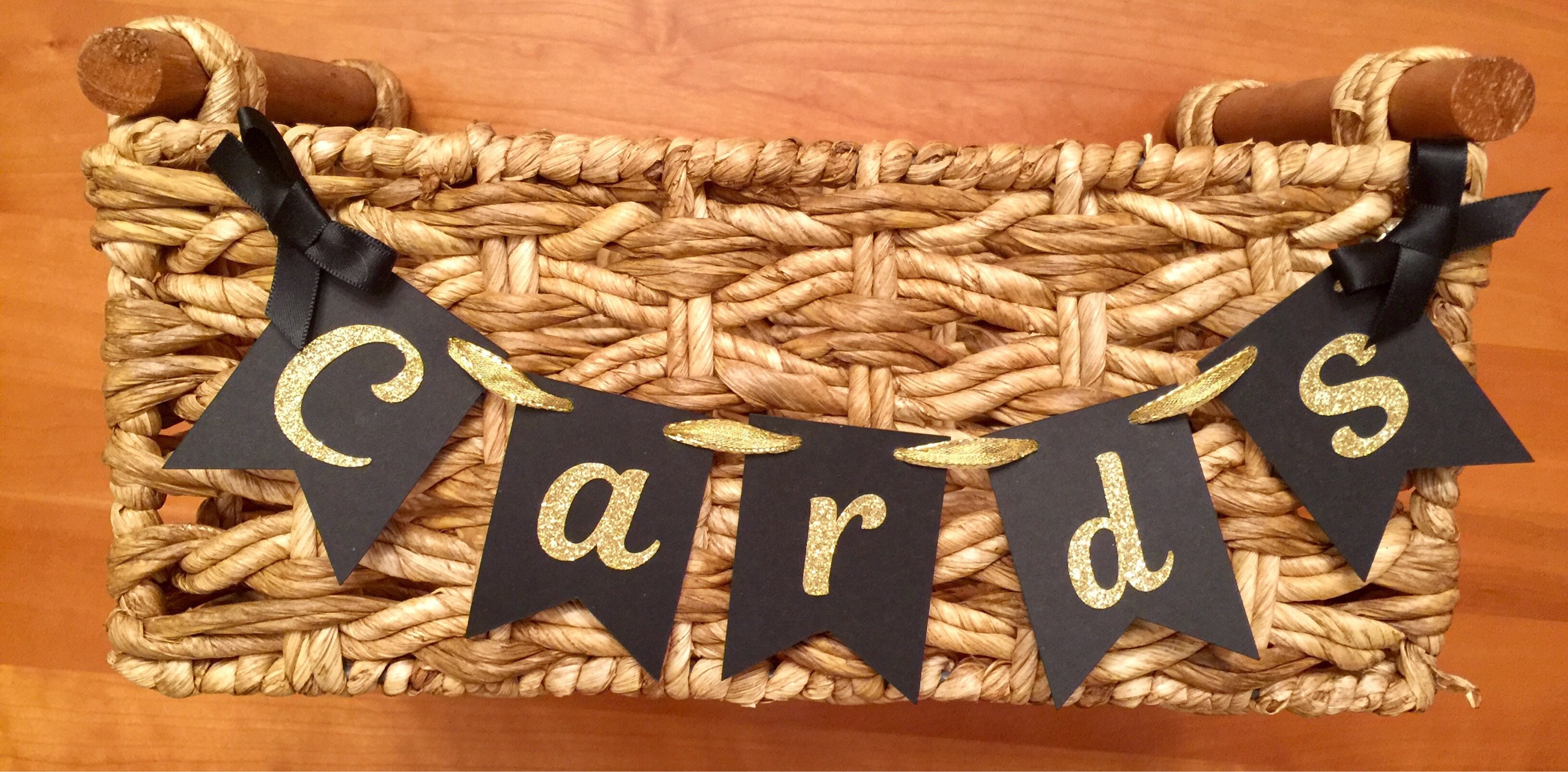 Card Banner Sign in Black and Gold Graduation Party Card Sign - Etsy