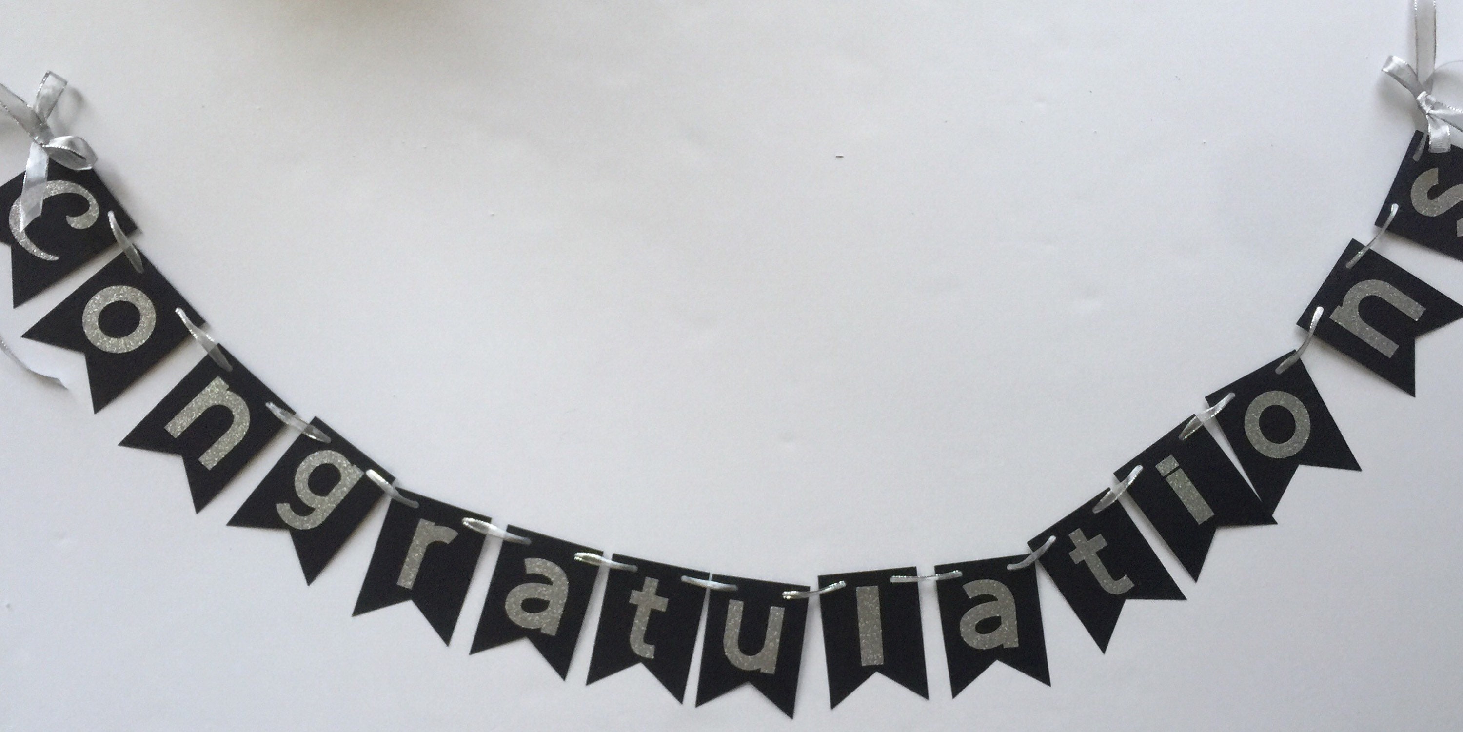 Congratulations Banner - Black and Silver Graduation Banner - Black and ...