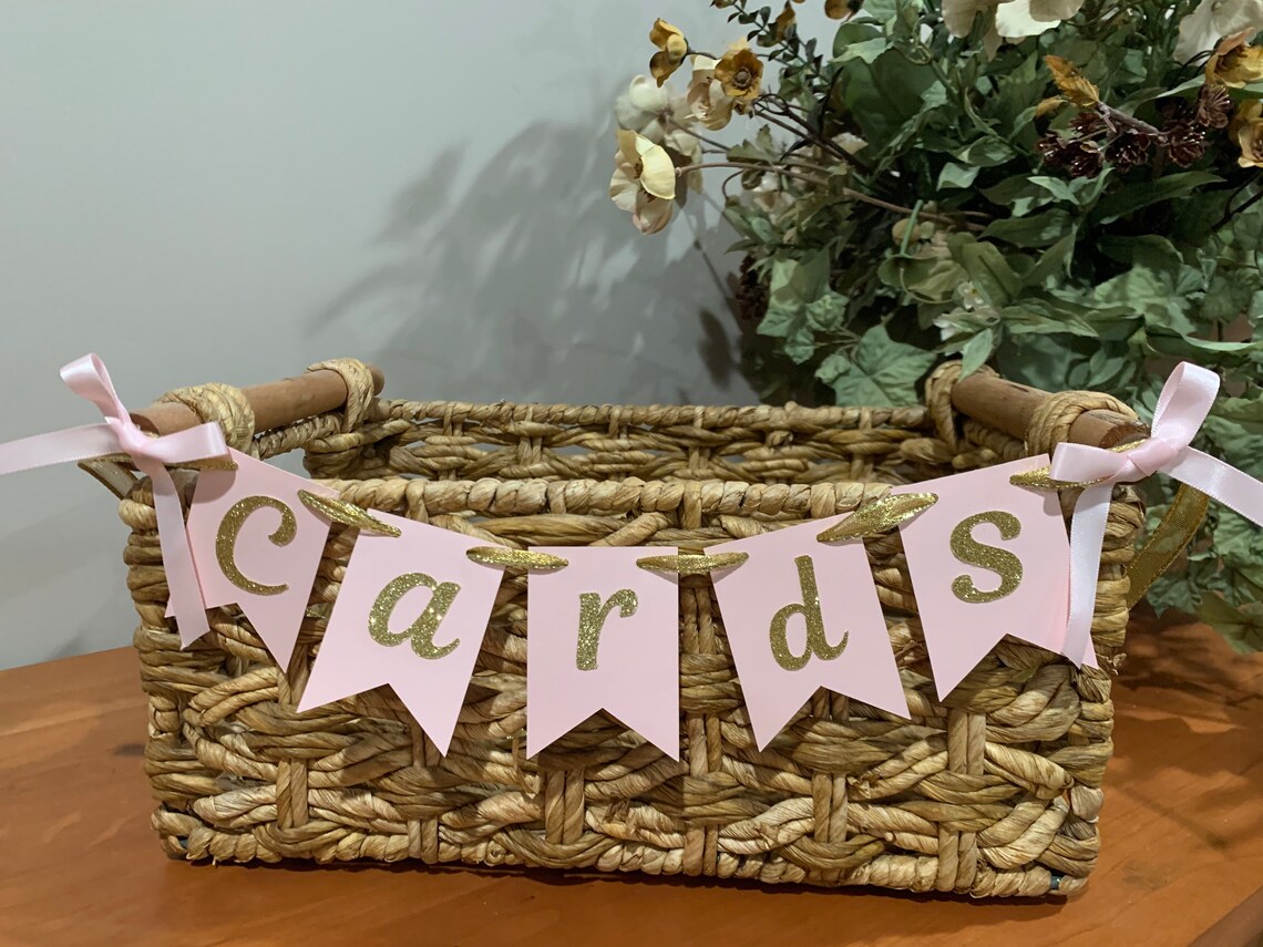 Card Banner Sign in Pink and Gold First Birthday Celebration | Etsy