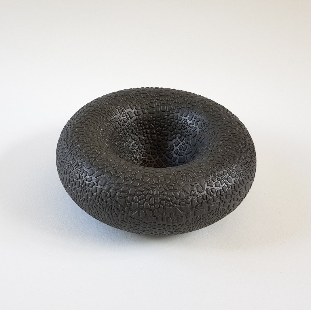 Hand-crafted Stoneware Torus in a Bespoke Textured Black Bead Glaze ...