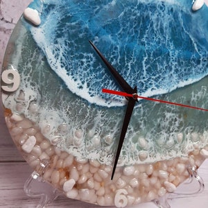 Clock for Wall,epoxy Resin Beach Clock,epoxy Wall Clock, Wooden Wall ...