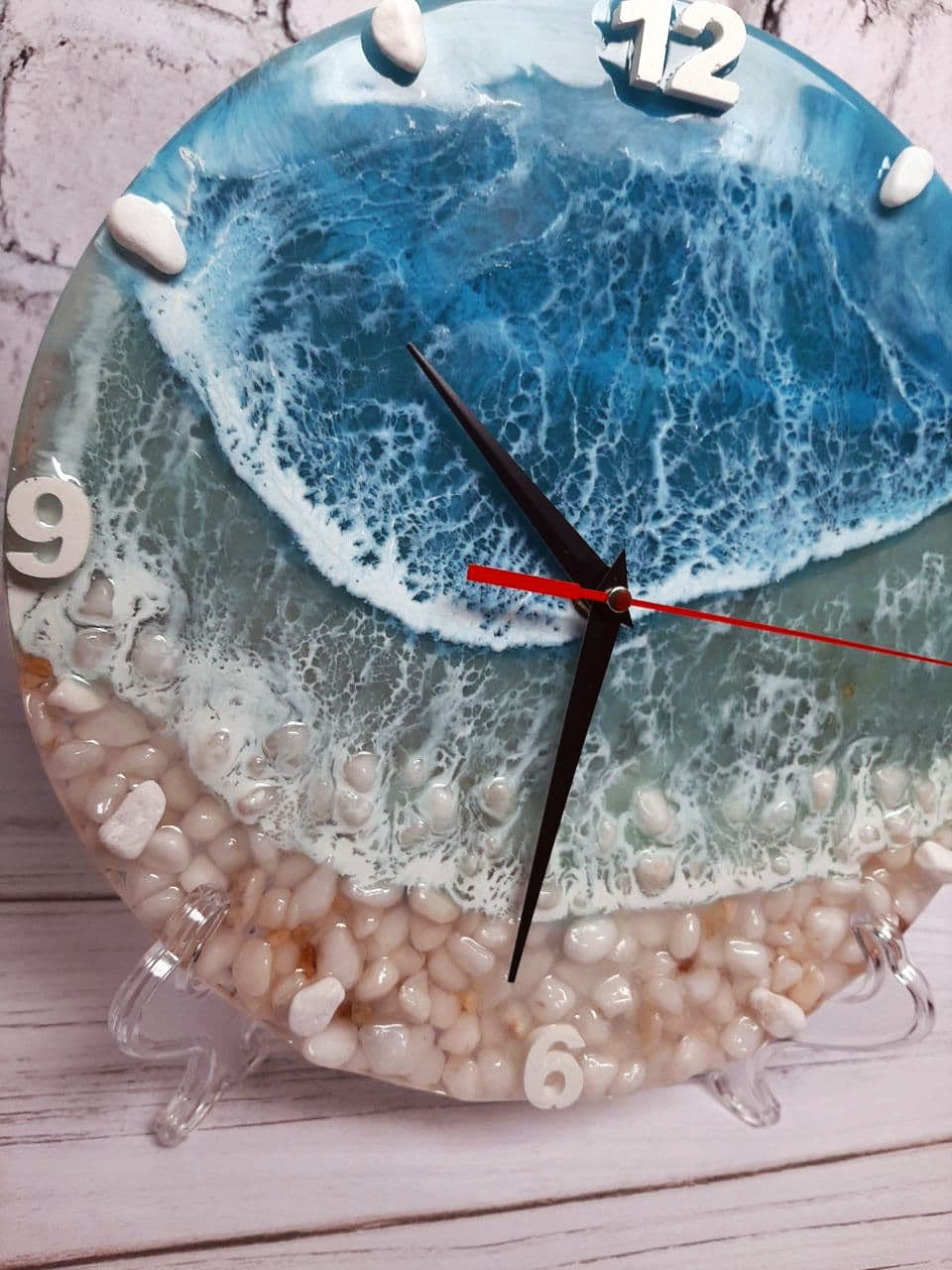 Clock for Wall,epoxy Resin Beach Clock,epoxy Wall Clock, Wooden Wall ...