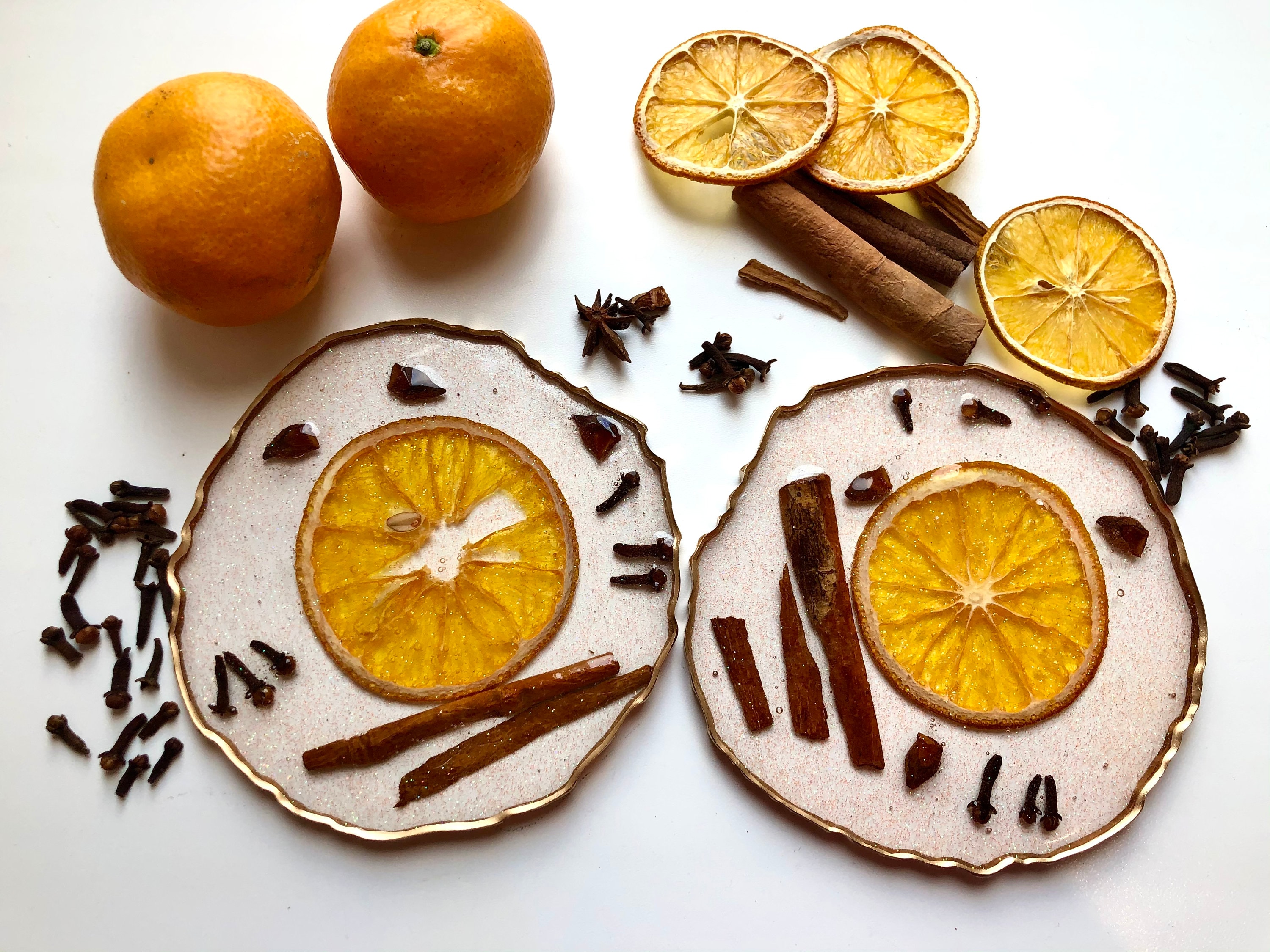 Handmade Resin, Clear Resin Coaster With Real Pressed Fruits, Epoxy ...