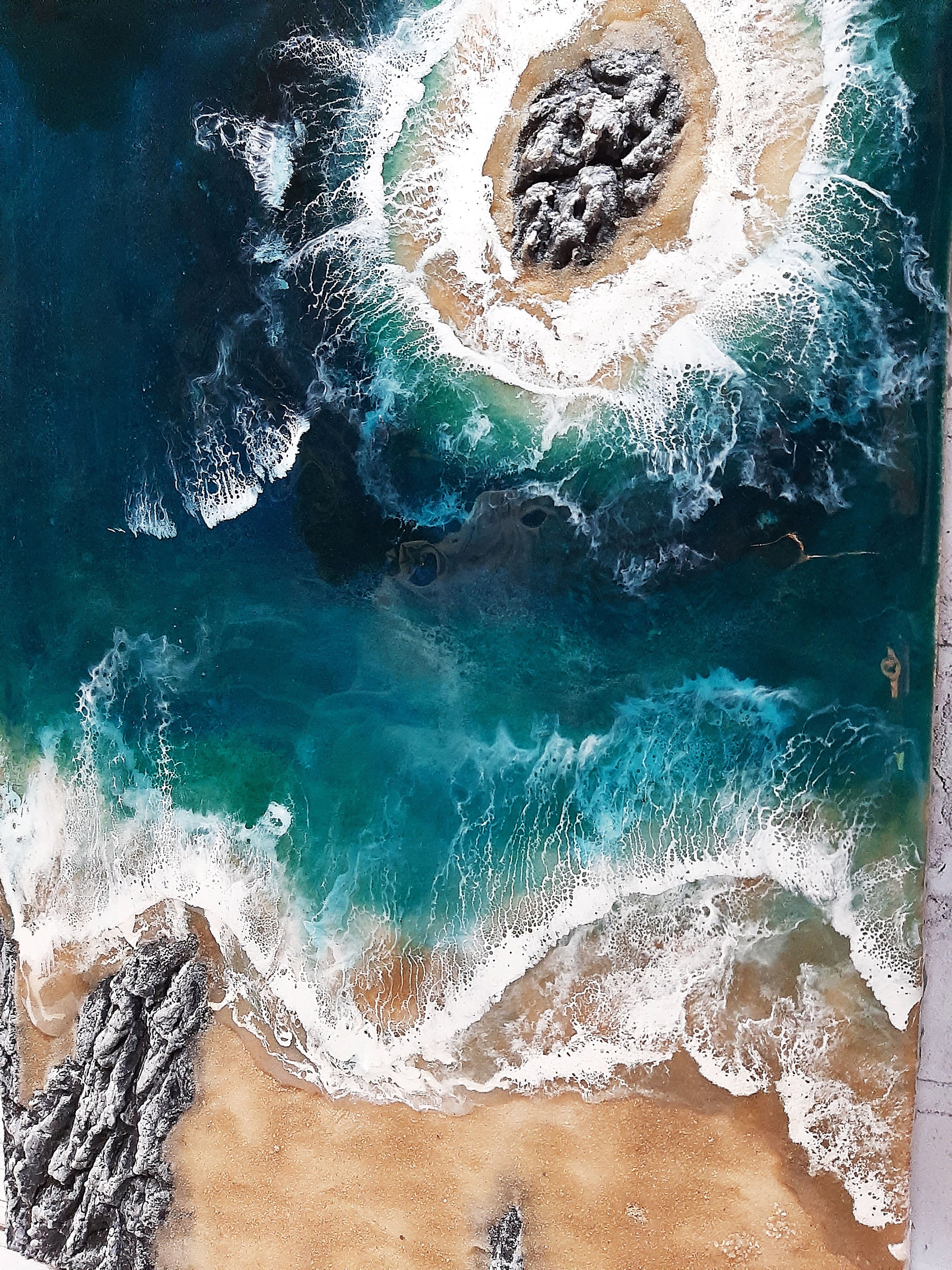Other Assemblage Mixed Media & Collage Beach Decor Resin Wave Coastal ...