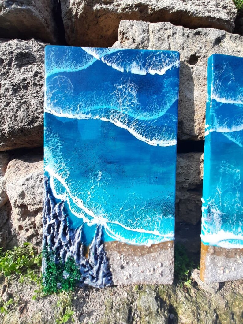 Triptych Wall Decor, Triptych Epoxy Wall Art, Epoxy Original Painting ...