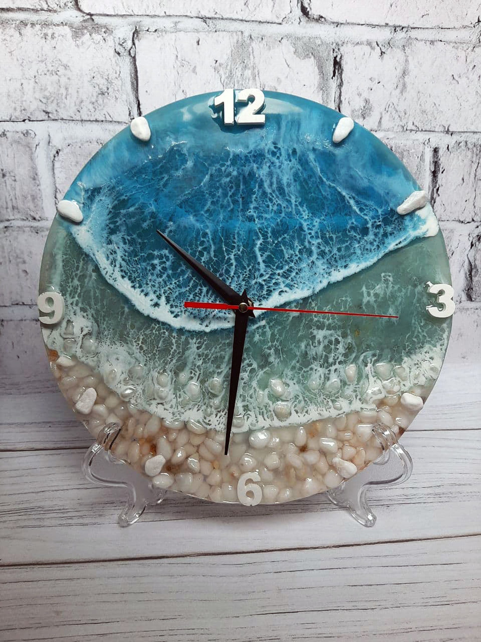 Clock for Wall,epoxy Resin Beach Clock,epoxy Wall Clock, Wooden Wall ...
