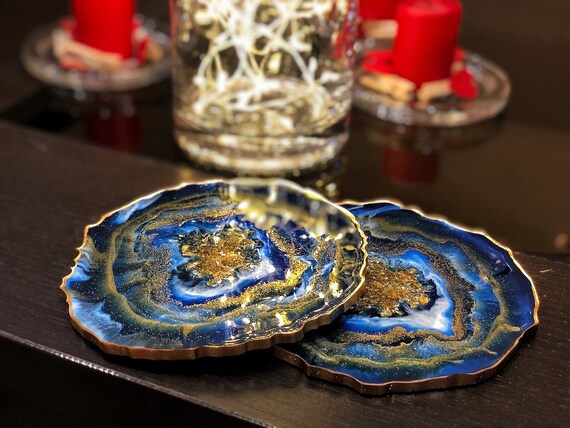 Resin Coasters Set of 2 Resin Geode Coasters Agate Coasters House Chic Decor Coaster Epoxy Resin Art Housewarming Coasters Wine Etsy
