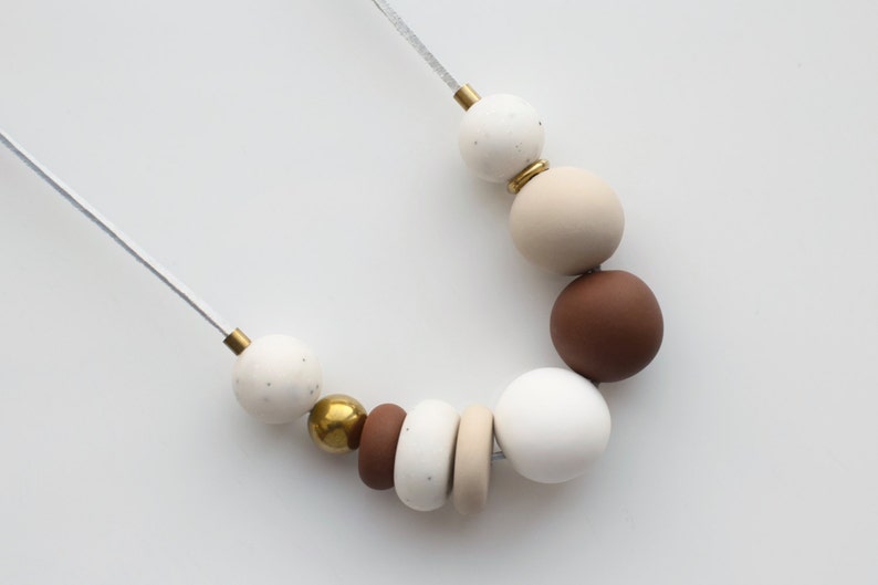 Brown Statement Necklace Minimalist Bead Necklace Brown - Etsy