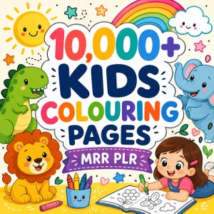 10,000+ Kids Colouring Pages Bundle, PLR MRR Resell Rights (digital ...