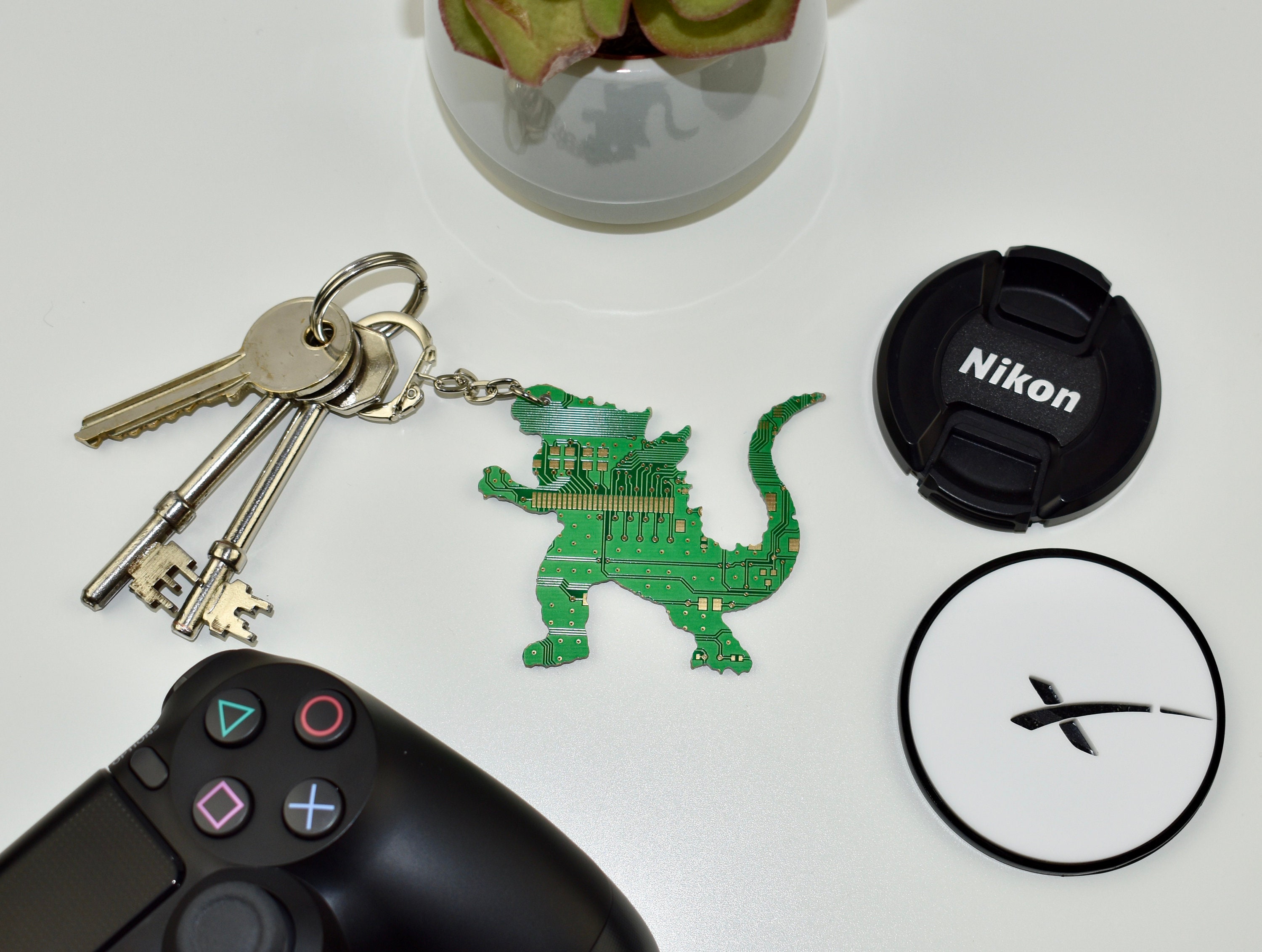 Circuit Board Godzilla Inspired Keychain Geeky Gifts - Etsy