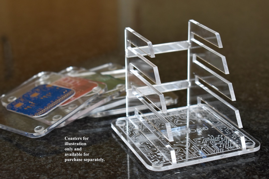 Clear Acrylic Coaster Holder Geeky Gifts Tech Accessories Home Decor ...