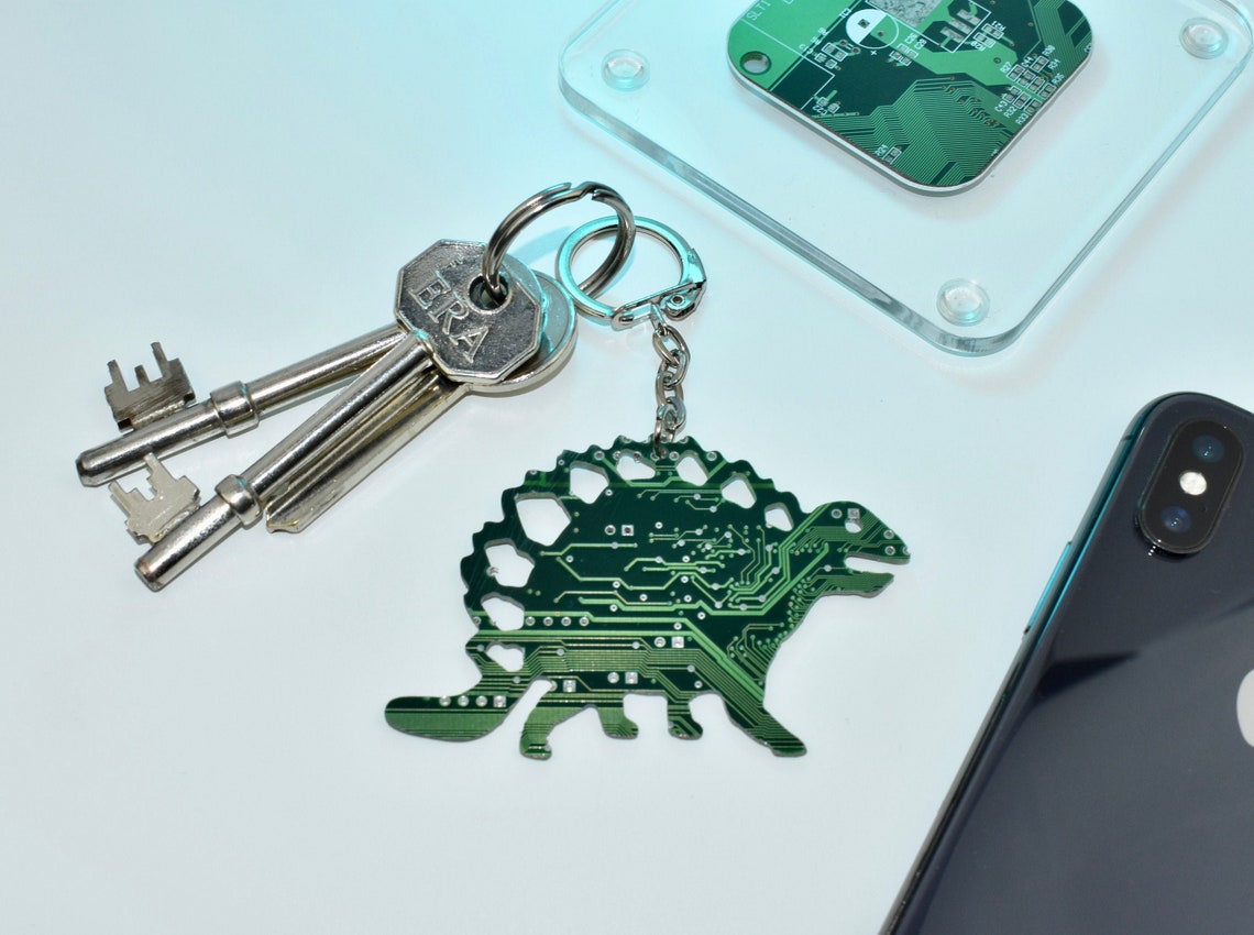 Circuit Board Stegosaurus Keychain Geeky Gifts Dinosaur - Etsy UK