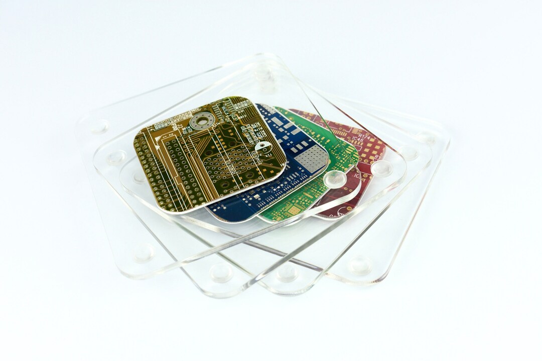 Circuit Board and Clear Acrylic Coaster - Pack of 4 - Geeky Christmas ...