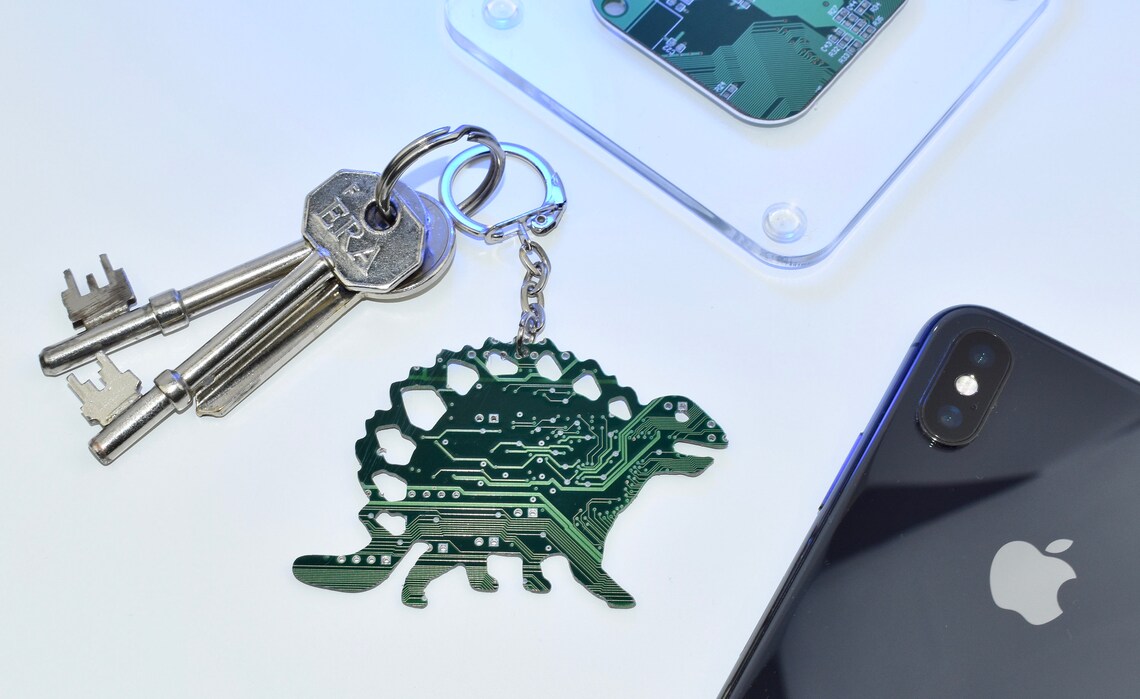 Circuit Board Stegosaurus Keychain Geeky Gifts Dinosaur | Etsy