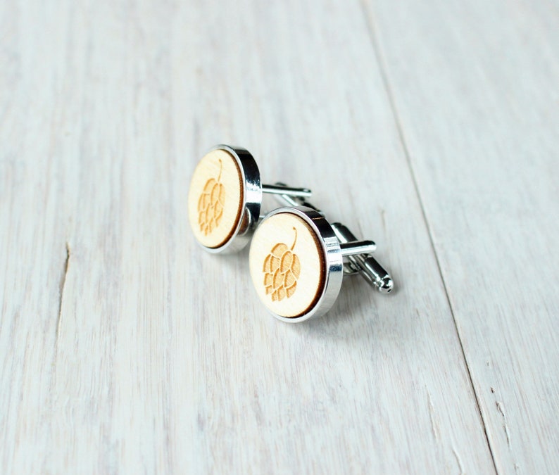 Hop Cone Plant Wooden Personalized Laser Cut Cufflinks Gift, Best ...