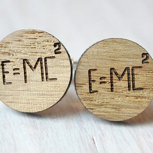 Albert Einstein Science Laser Engraved Wooden Custom Cufflinks, Mens ...